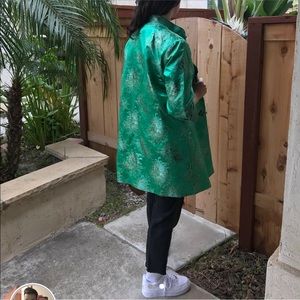 Jackets & Coats | Vintage Green Silk Coat | Poshmark